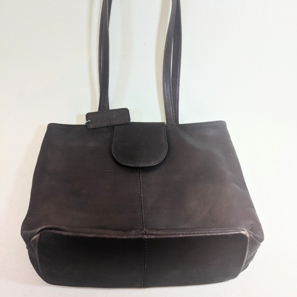 J. Jill | Bags | Vintage Jjill Soft Brown Leather Bucket Tote Double ...